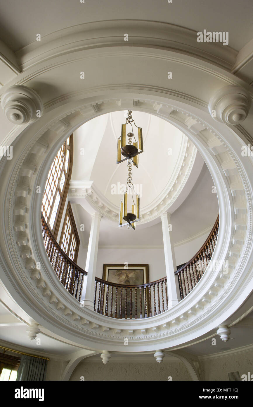 View from below of atrium with pendant light Stock Photo - Alamy