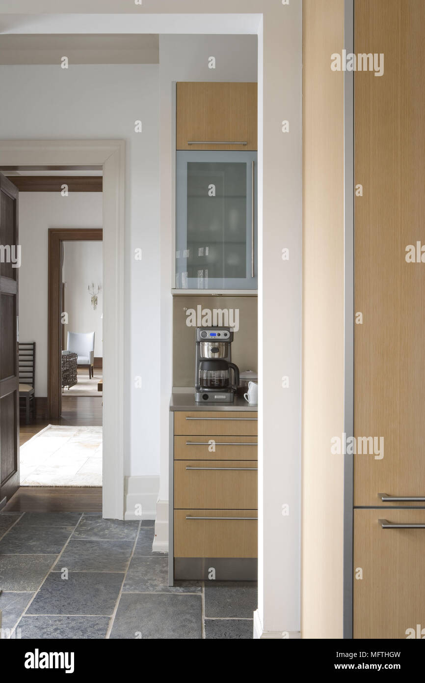 View through doorway to modern kitchen Stock Photo - Alamy