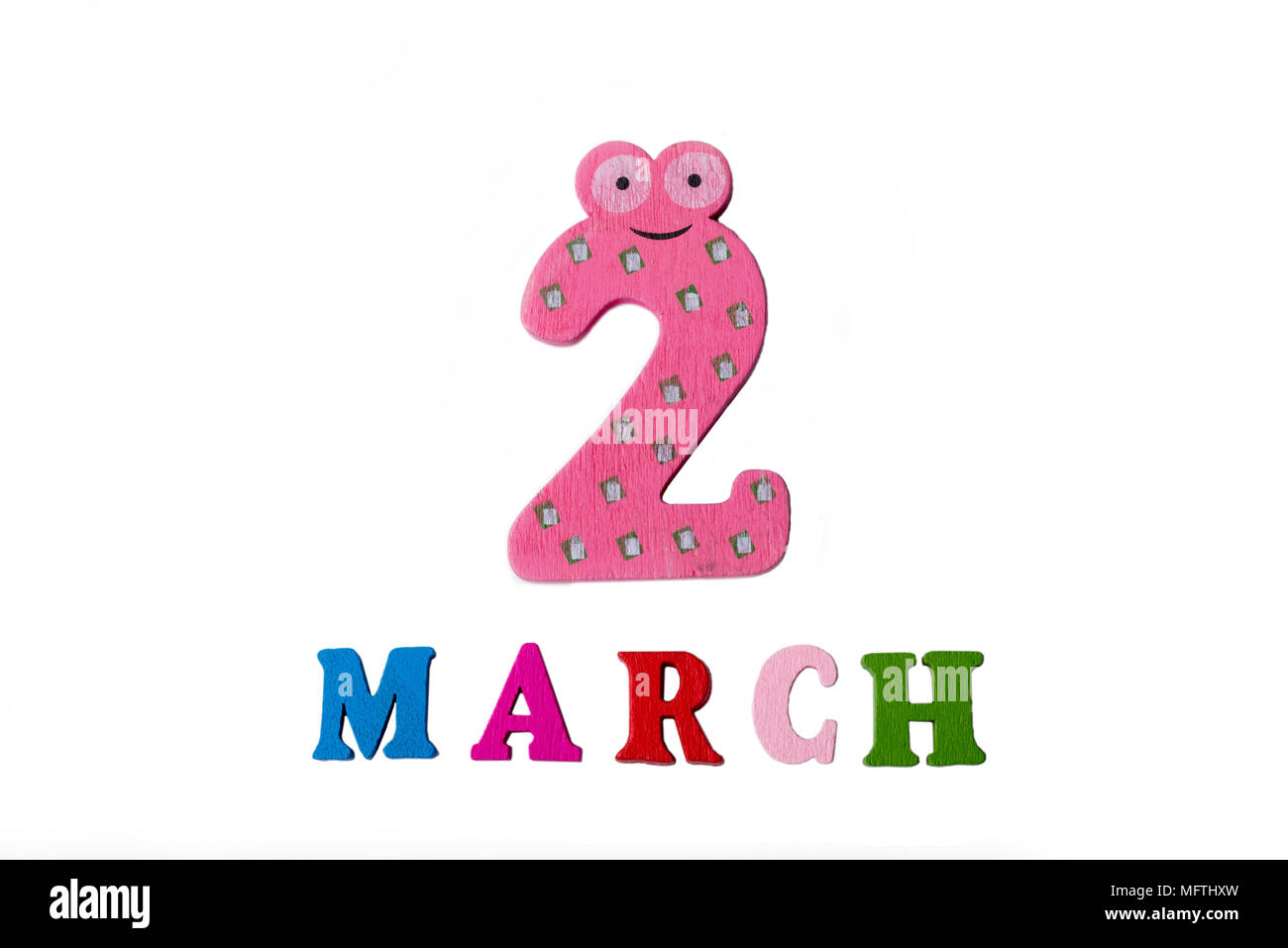 March 2, on a white background, numbers and letters. Calendar Stock ...
