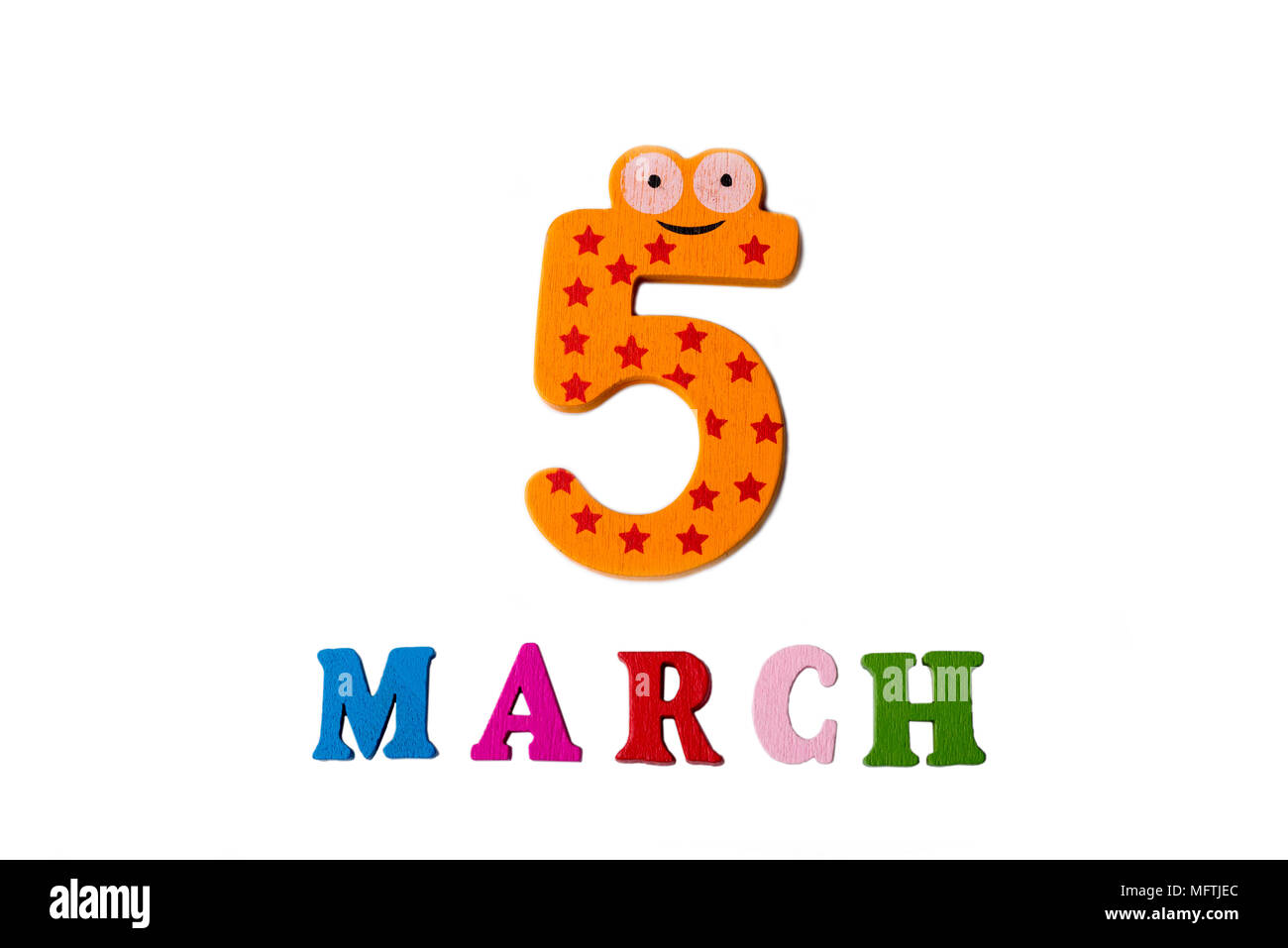 March 5 on white background, numbers and letters. Calendar Stock Photo ...