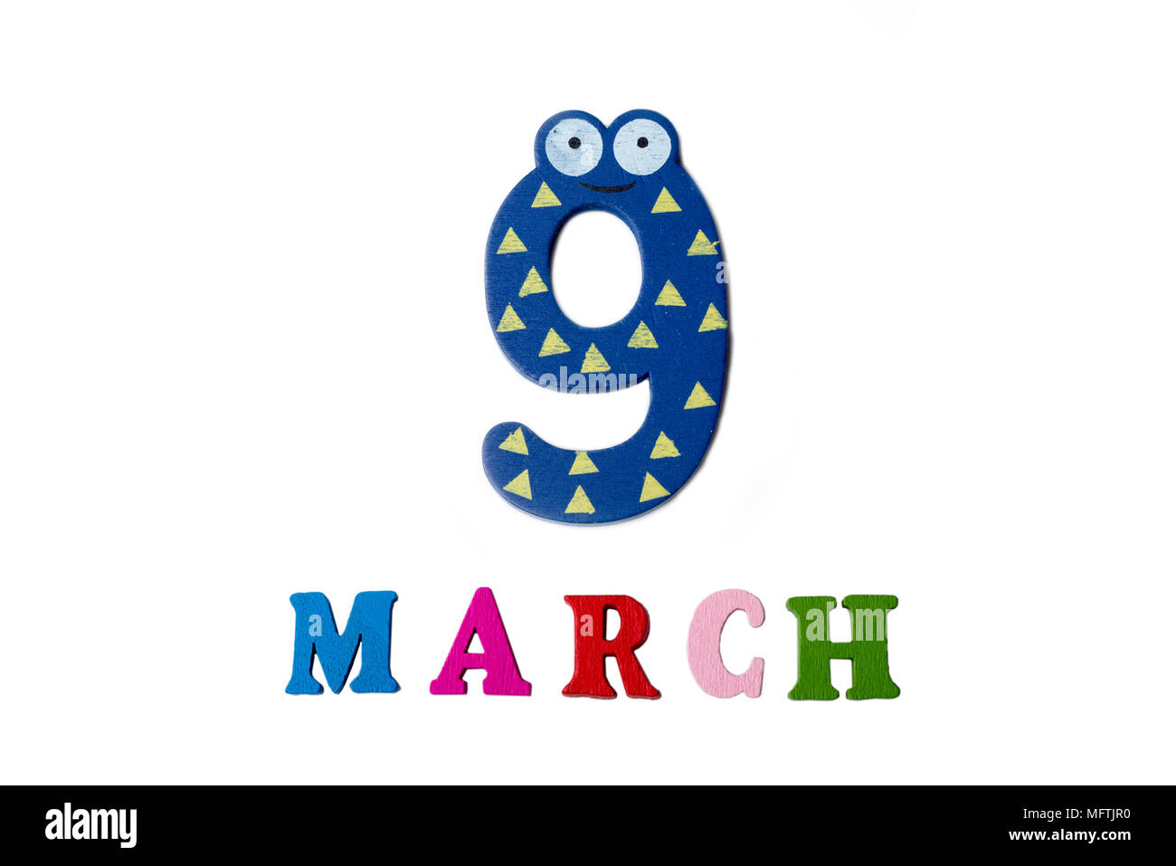 March 9 on white background, numbers and letters. Calendar Stock Photo ...