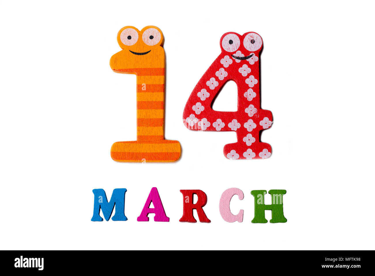 March 14 on white background, numbers and letters. Calendar Stock Photo ...