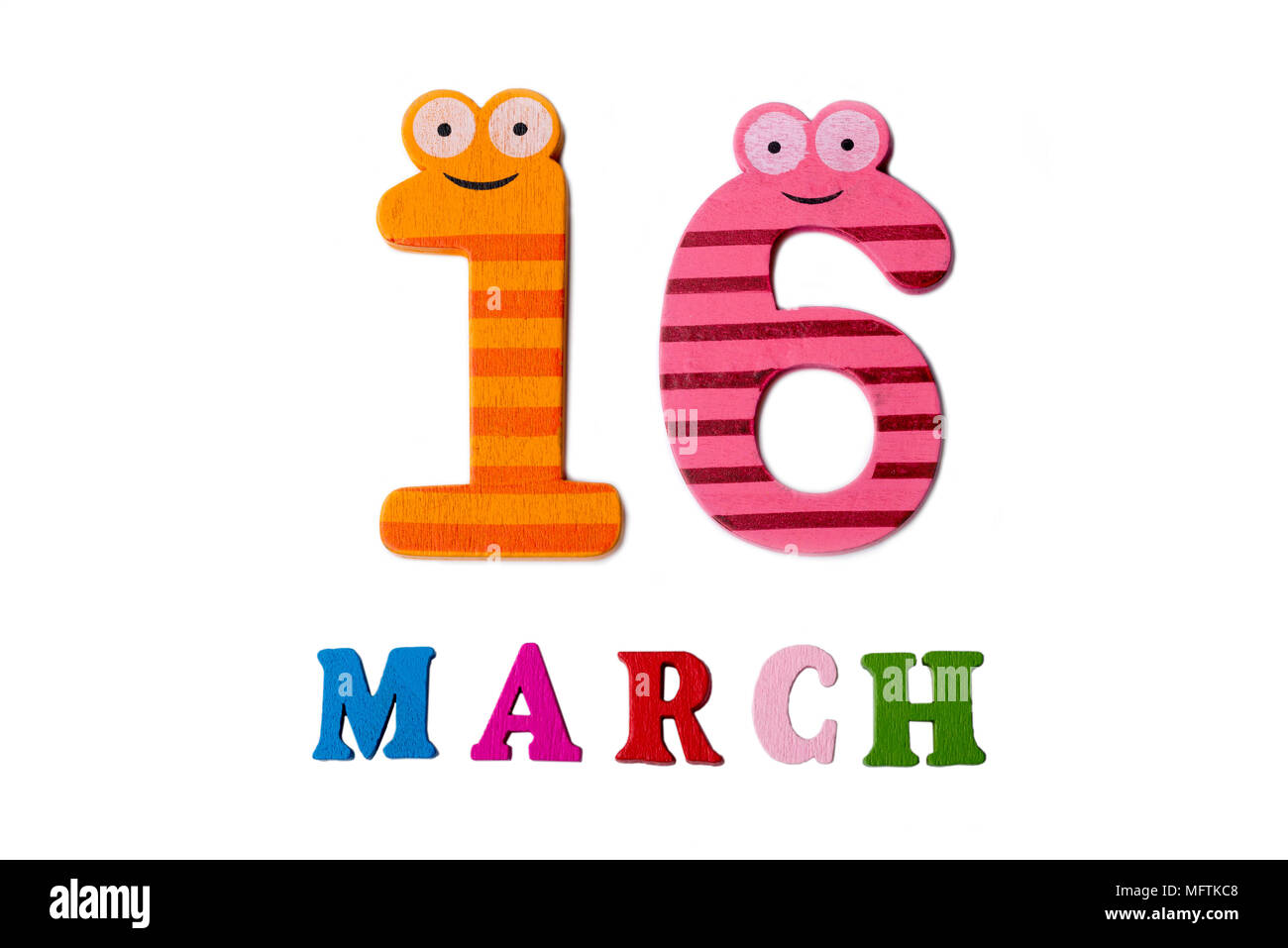 March 16 on white background, numbers and letters. Calendar Stock Photo ...