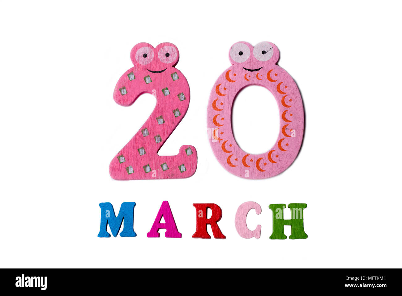 March 20 on white background, numbers and letters. Calendar Stock Photo ...