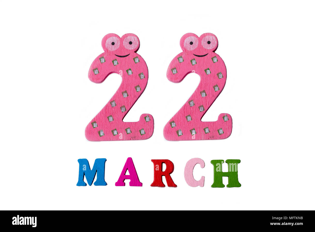 March 22 on white background, numbers and letters. Calendar Stock Photo ...