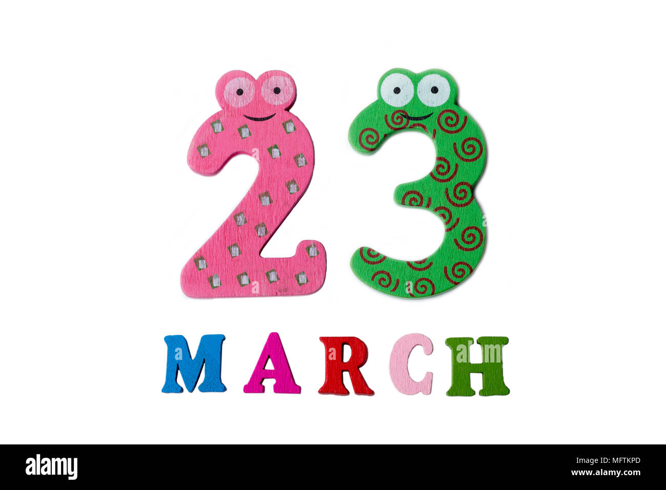 March 23 on white background, numbers and letters. Calendar Stock Photo ...
