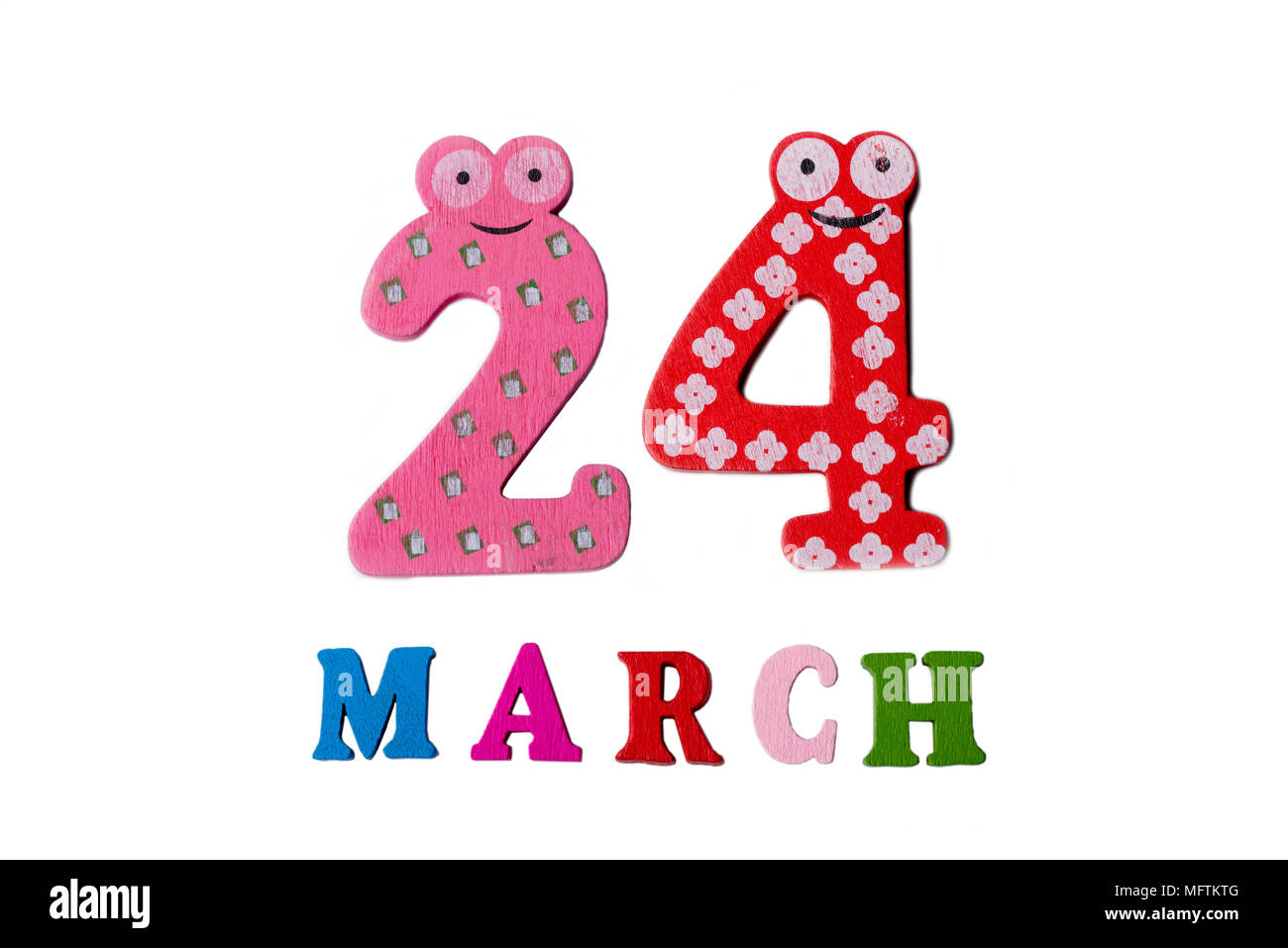 March 24 on white background, numbers and letters. Calendar Stock Photo ...