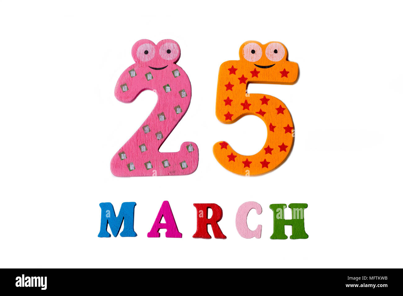 March 25 on white background, numbers and letters. Calendar Stock Photo ...