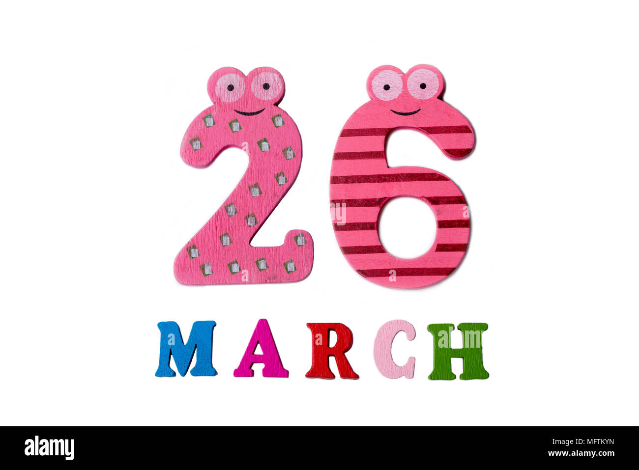 On March 26, on a white background, numbers and letters. Calendar Stock ...