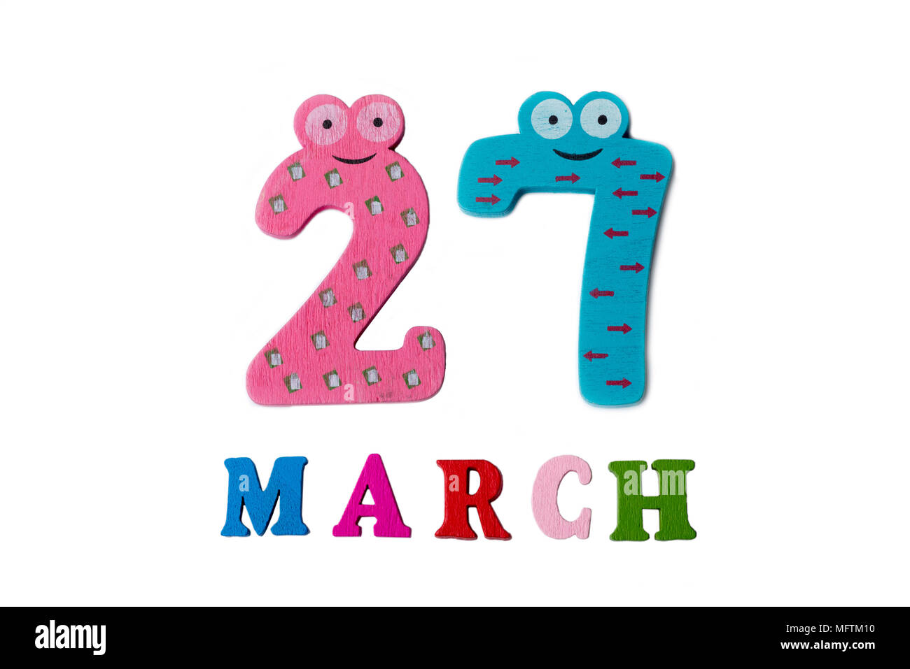 March 27 on white background, numbers and letters. Calendar Stock Photo ...