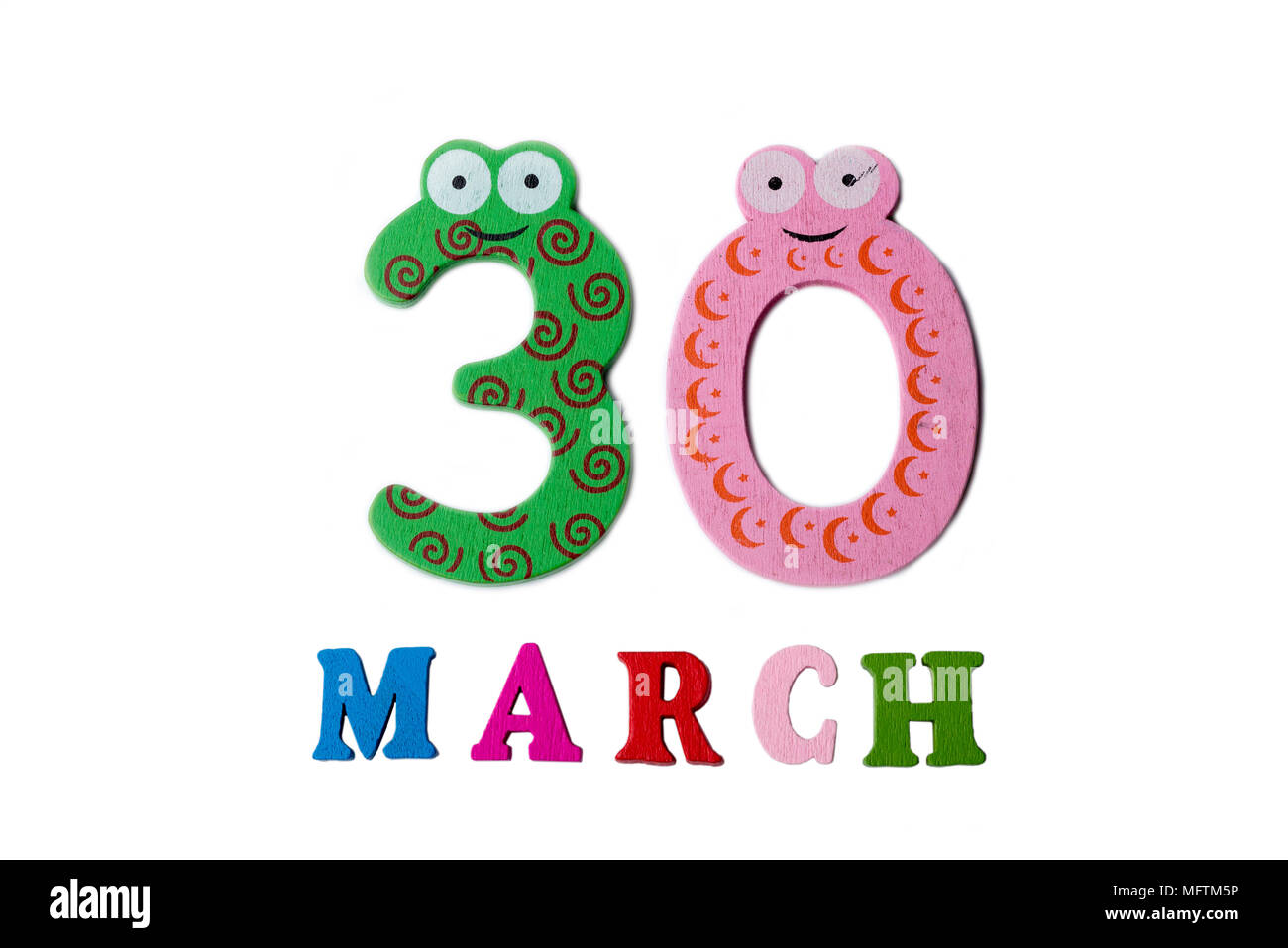 March 30, on a white background, numbers and letters. Calendar Stock ...
