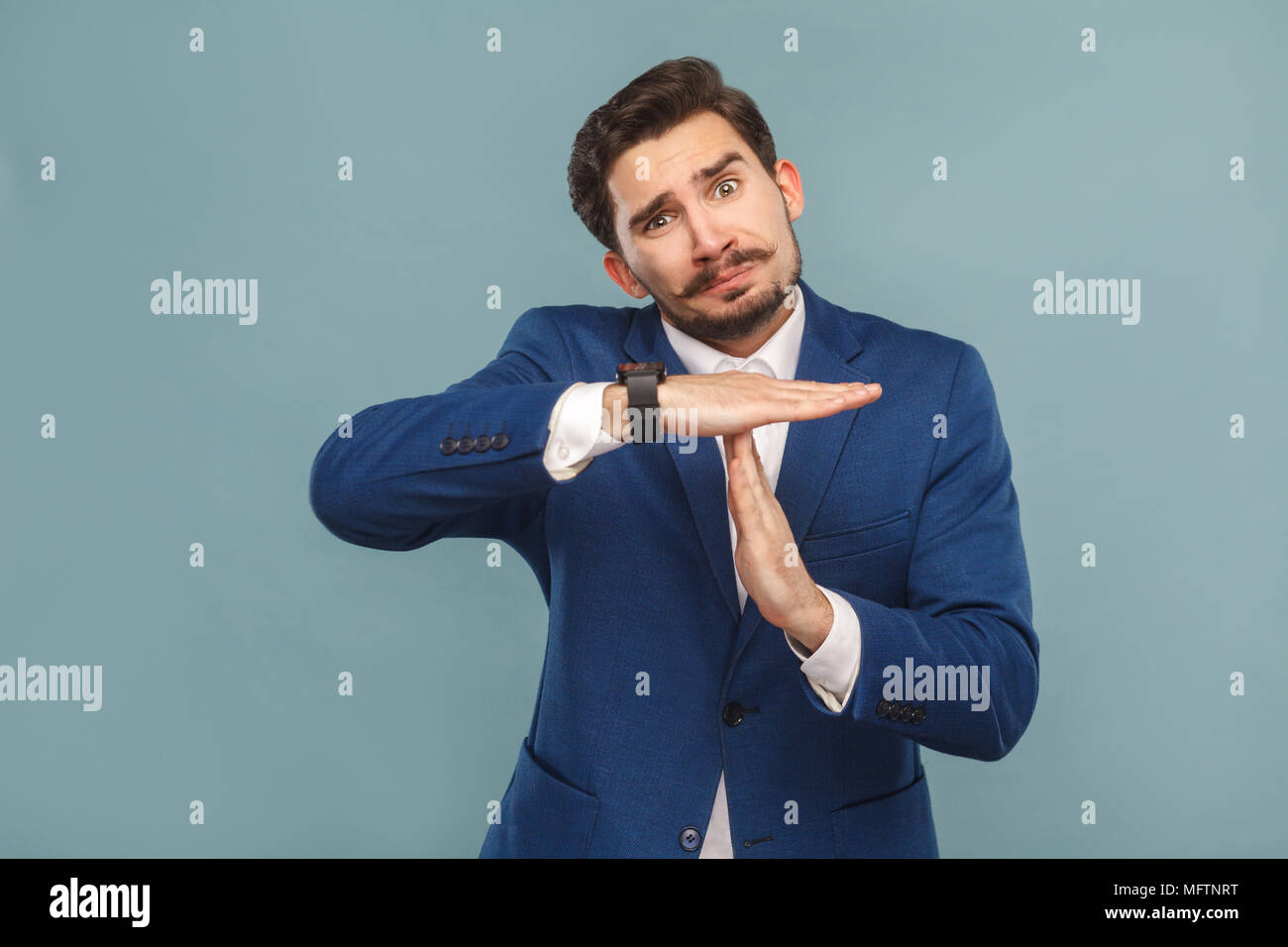 Please, need time out. Body language. Portrait of unhappy man. Business ...