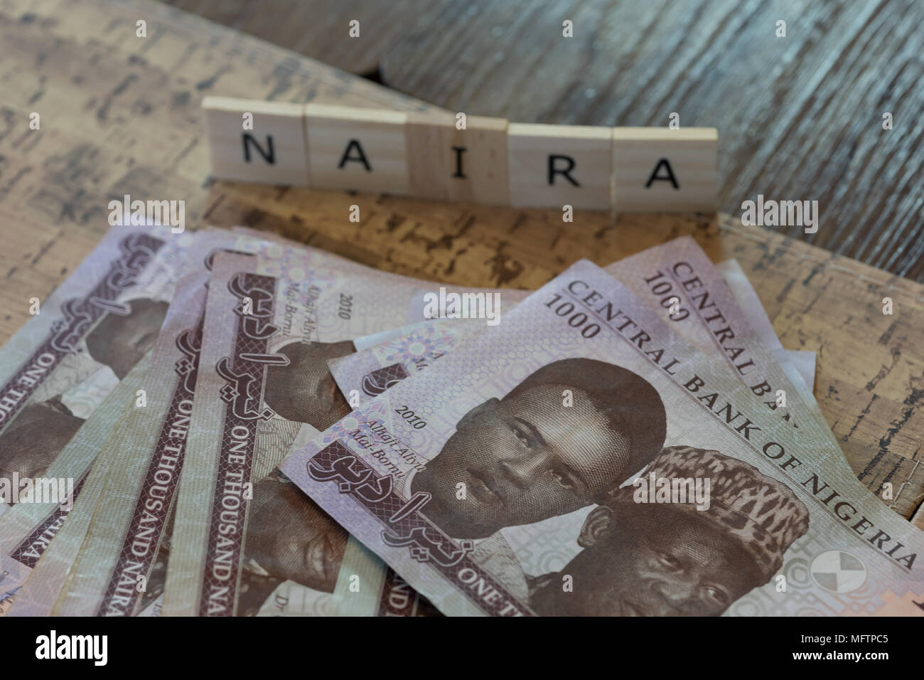 Nigerian Naira Notes with Naira Spelled out in Tiles Cash Money Stock ...