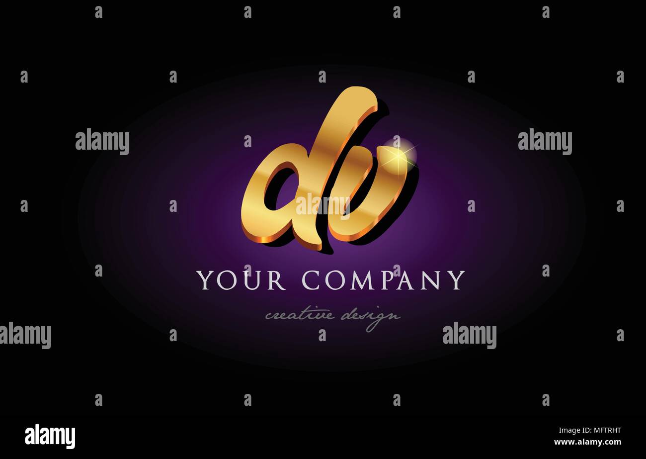 dv d v alphabet combination letter logo in gold golden 3d metal ...