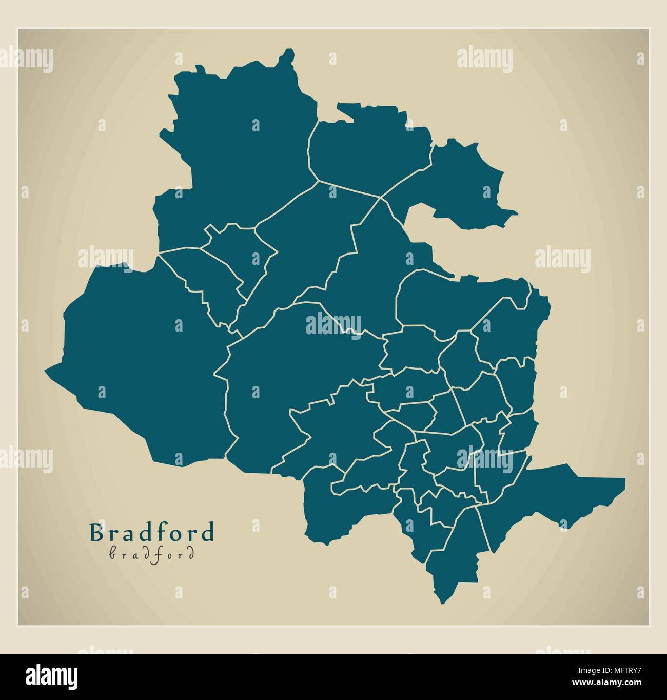 Modern City Map - Bradford city of England with wards UK Stock Vector ...
