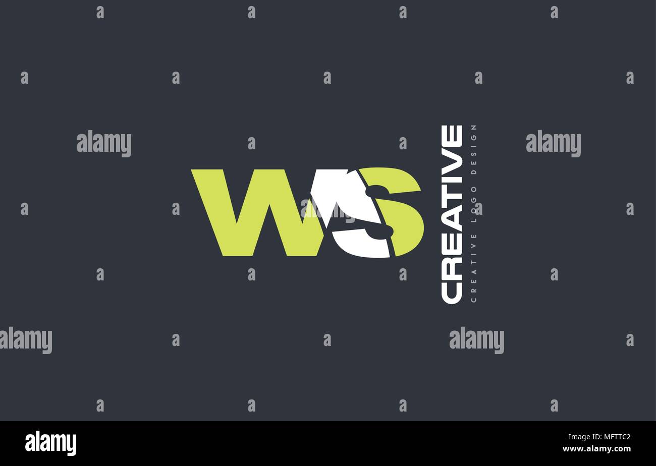 joint joined letter combination ws w s alphabet green blue blackground ...