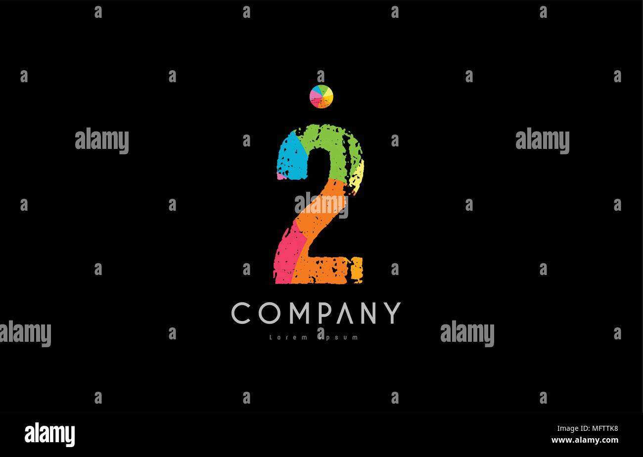 number 2 logo icon design with grunge texture and rainbow colored ...