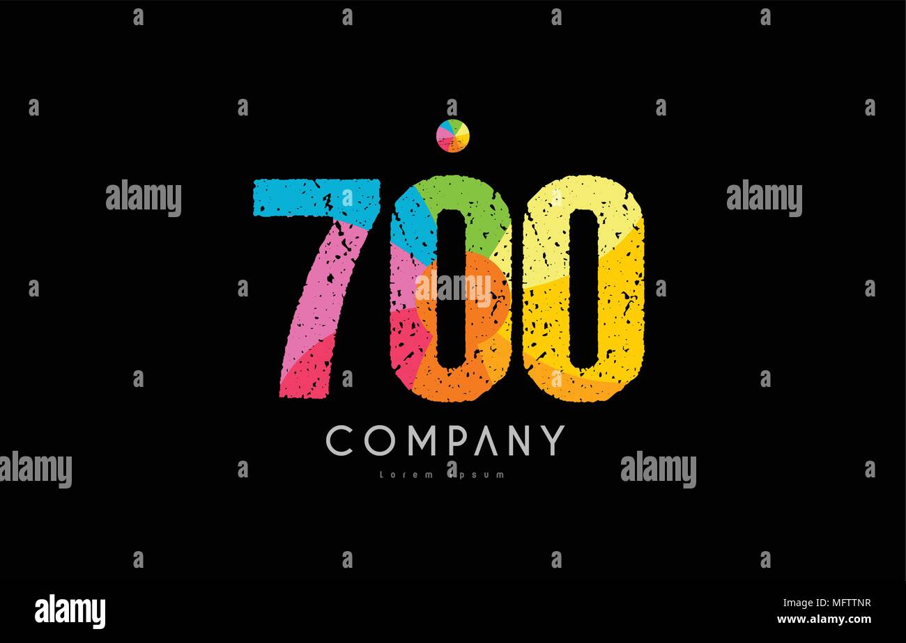 number 700 logo icon design with grunge texture and rainbow colored ...