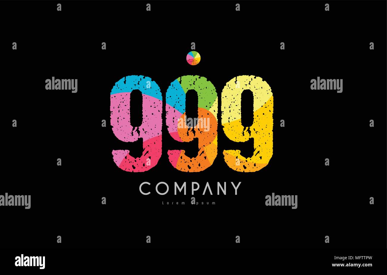 number 999 logo icon design with grunge texture and rainbow colored pattern Stock Vector Image ...