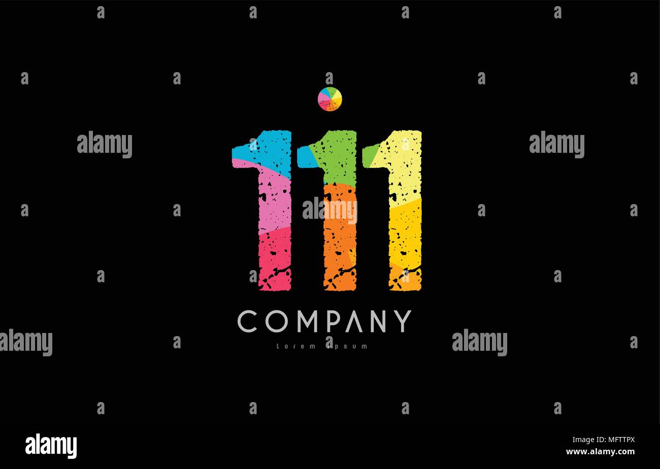 number 111 logo icon design with grunge texture and rainbow colored ...