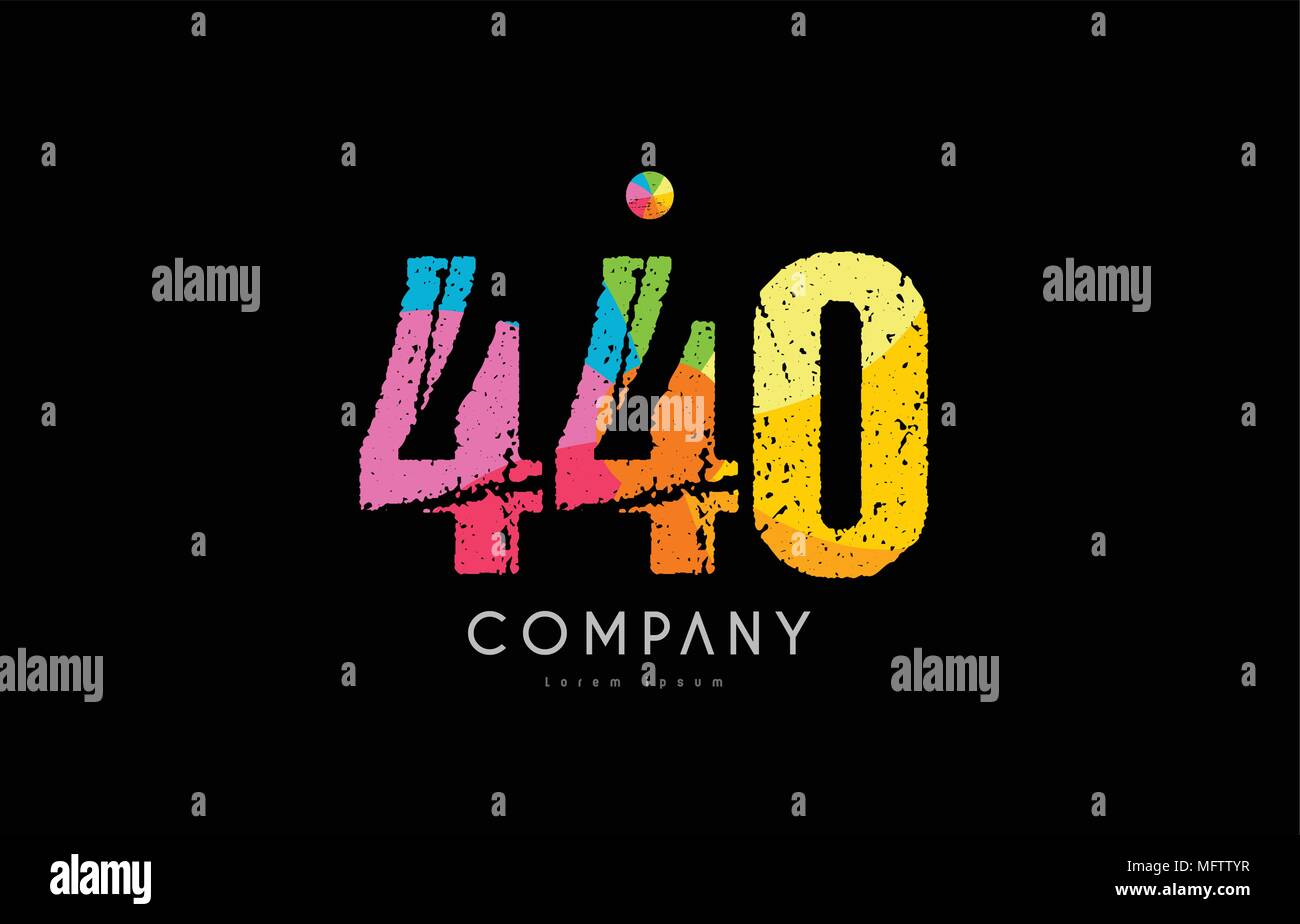 number 440 logo icon design with grunge texture and rainbow colored ...