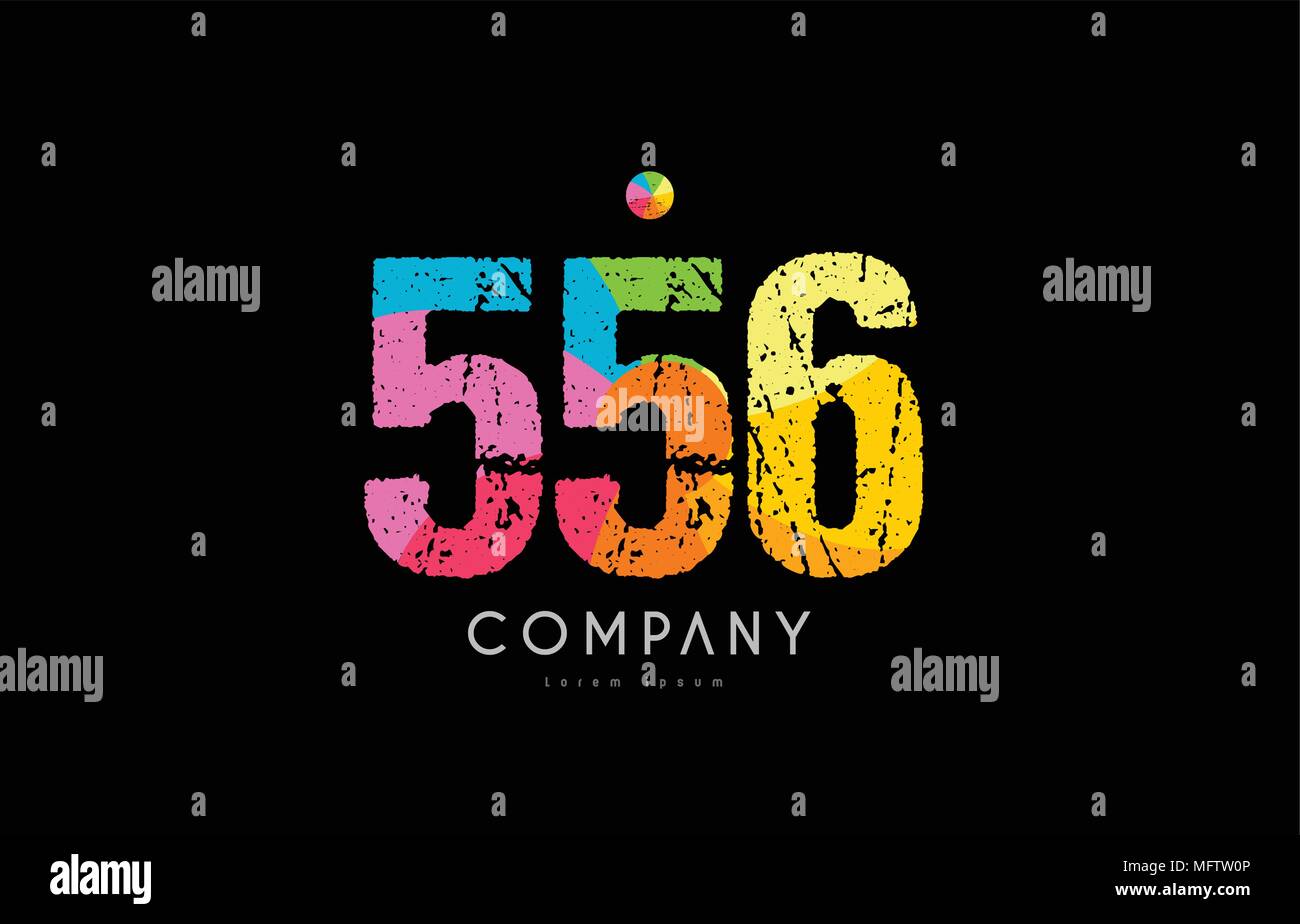 number 556 logo icon design with grunge texture and rainbow colored ...
