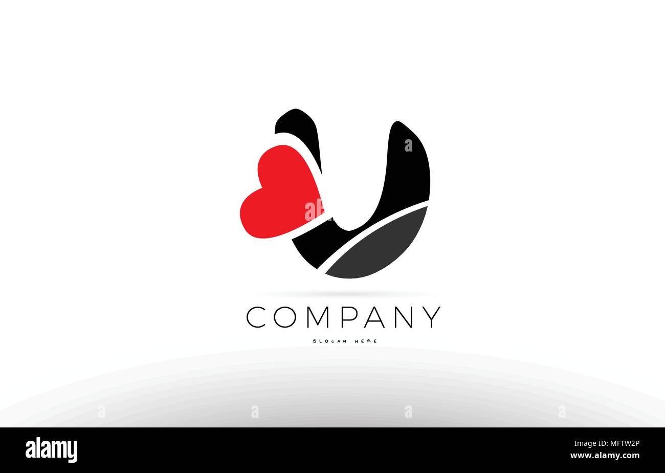 Company alphabet letter U logo design with red love heart symbol Stock ...