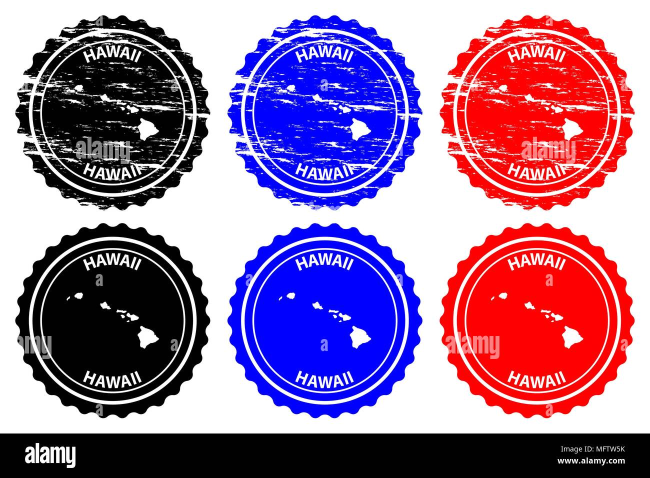 Hawaii - rubber stamp - vector, Hawaii map pattern - sticker - black ...