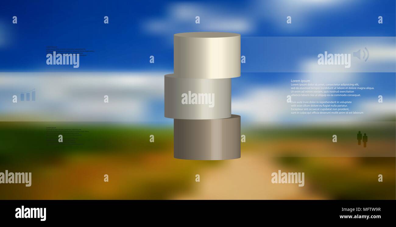 3D illustration infographic template with motif of horizontally sliced ...