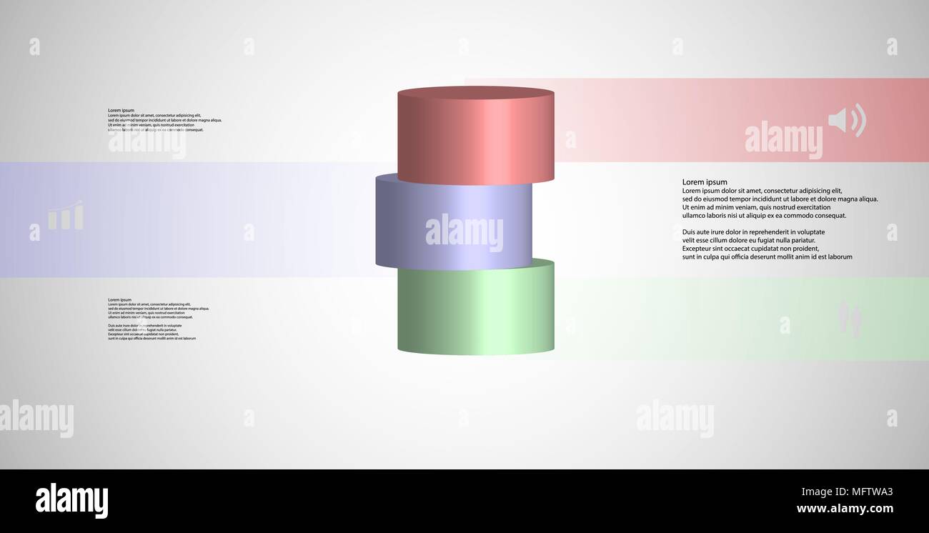 3D illustration infographic template with motif of horizontally sliced ...