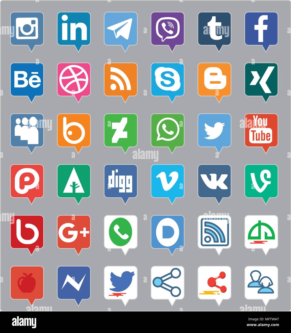 Social media icon collection with web site icon buttons Stock Vector ...