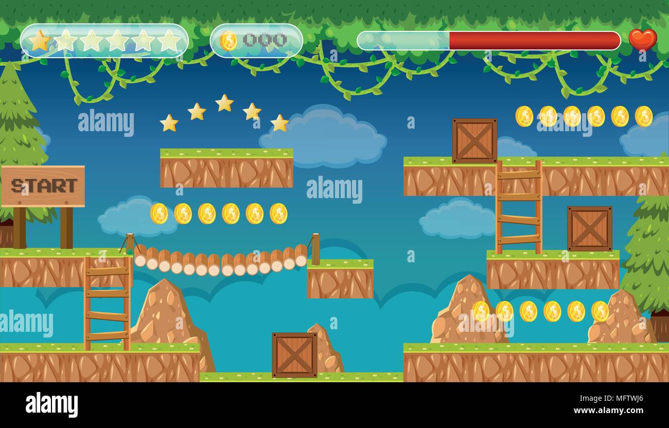 A Jungle Jumping Game Template illustration Stock Vector Image & Art ...