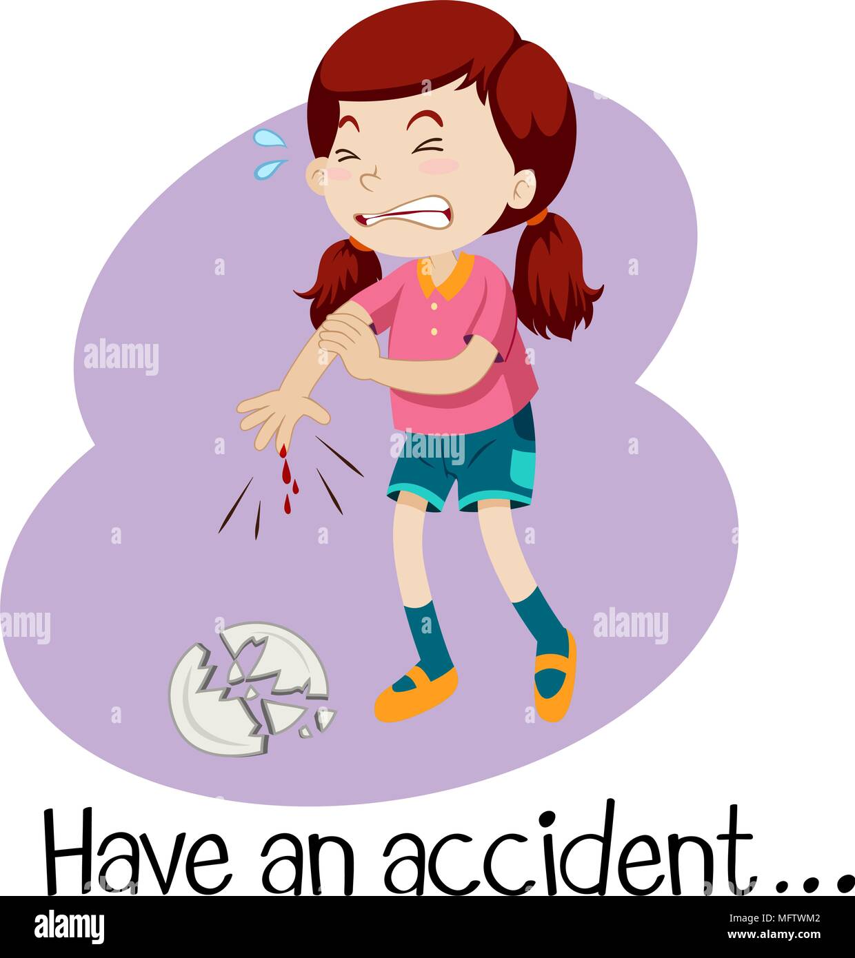 A Young Girl Having an Accident illustration Stock Vector Image & Art ...