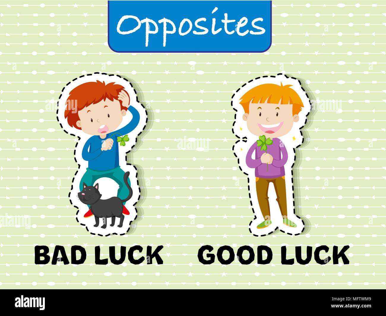 Opposite English Words on Green Background illustration Stock Vector ...