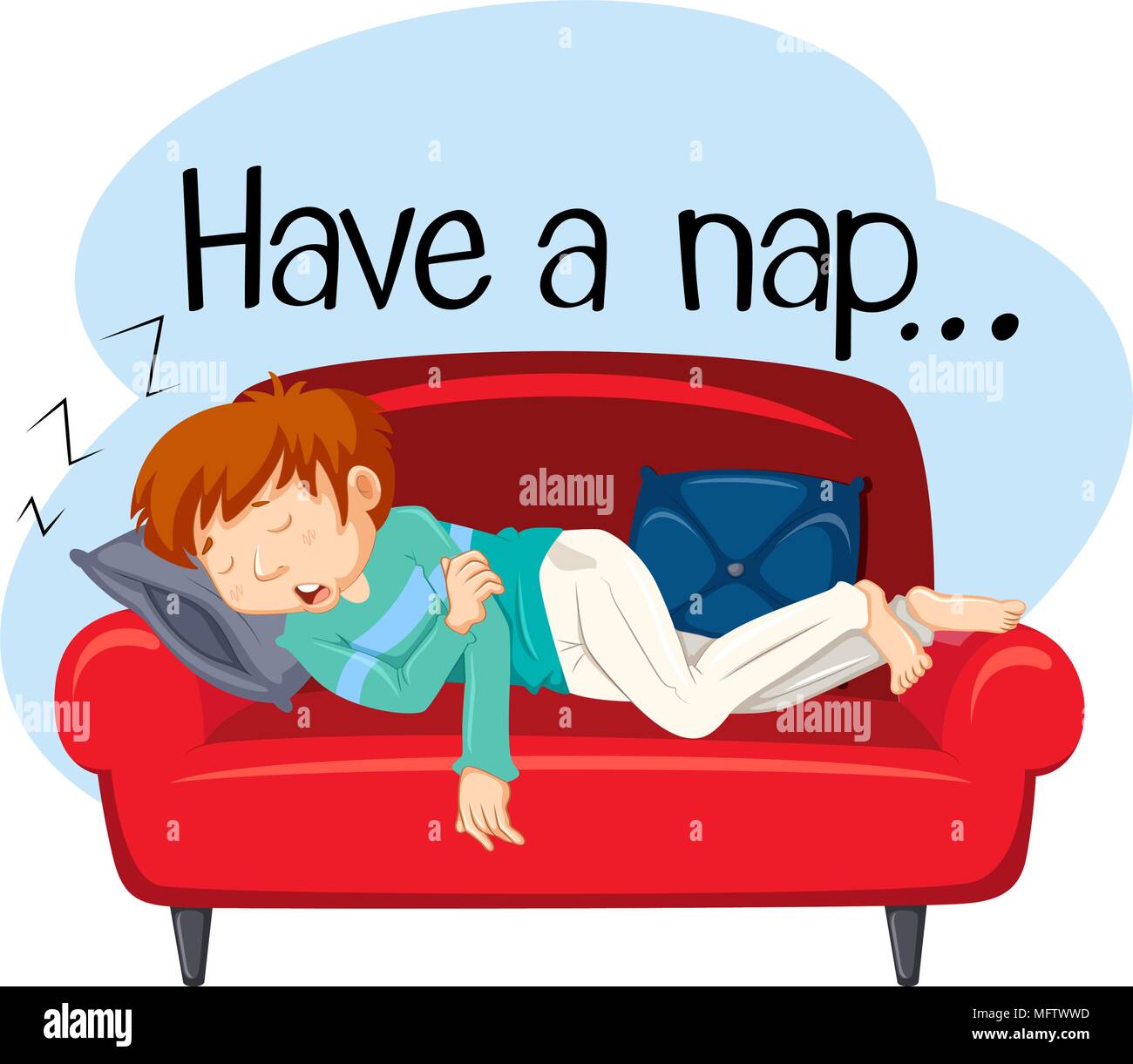 A Young Man Having a Nap on Couch illustration Stock Vector Image & Art ...