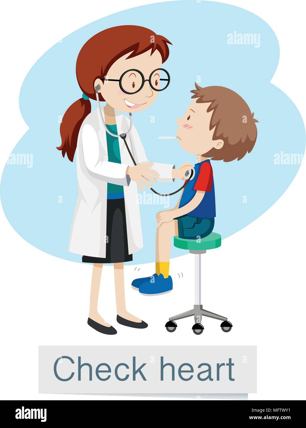 A Boy Having a Heart Check Up illustration Stock Vector Image & Art - Alamy
