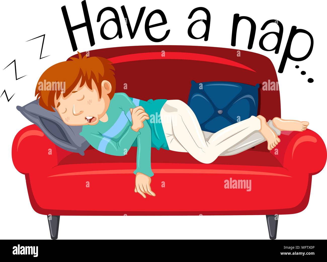A Young Man Having a Nap on Couch illustration Stock Vector Image & Art ...