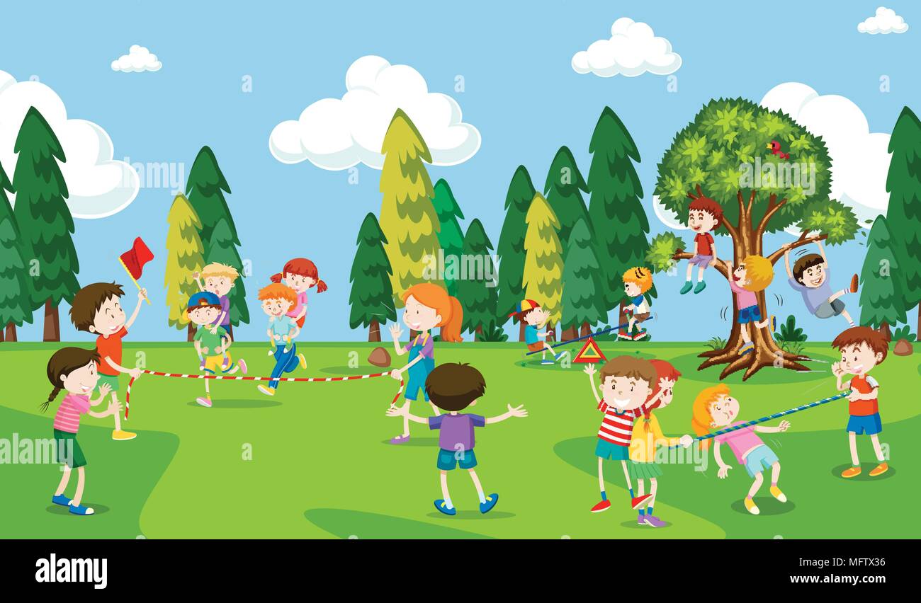Students are Playing at Playground illustration Stock Vector Image ...