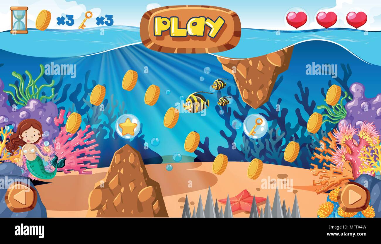 A Mermaid Game under the Ocean illustration Stock Vector Image & Art ...