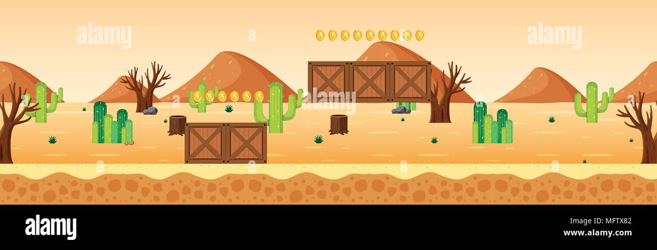 Coin Collecting Game Desert Scene illustration Stock Vector Image & Art ...