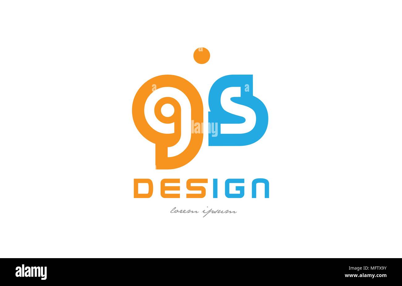 alphabet letter logo combination gs g s in orange and blue suitable for ...
