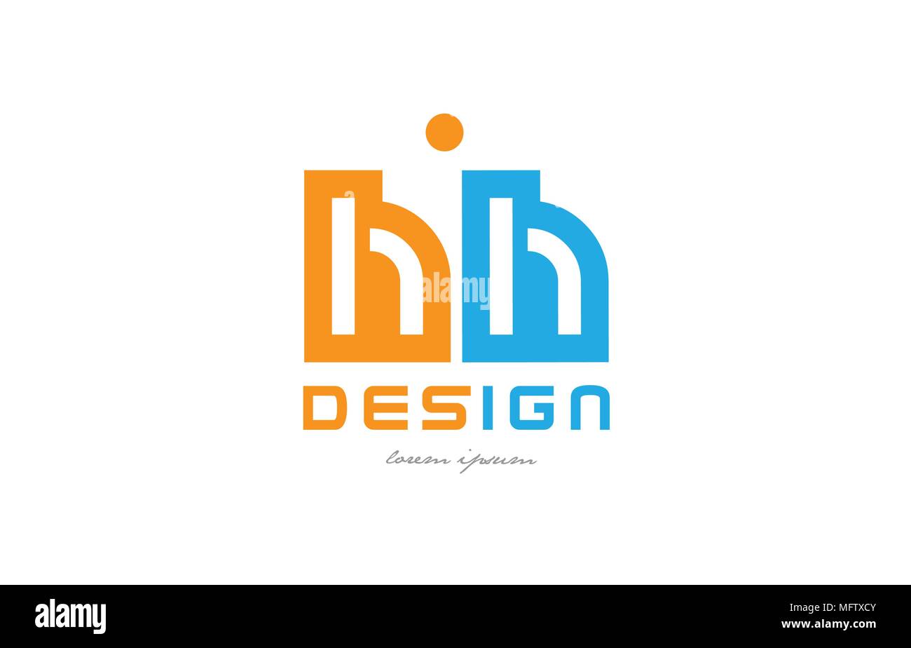 alphabet letter logo combination hh h h in orange and blue suitable for ...