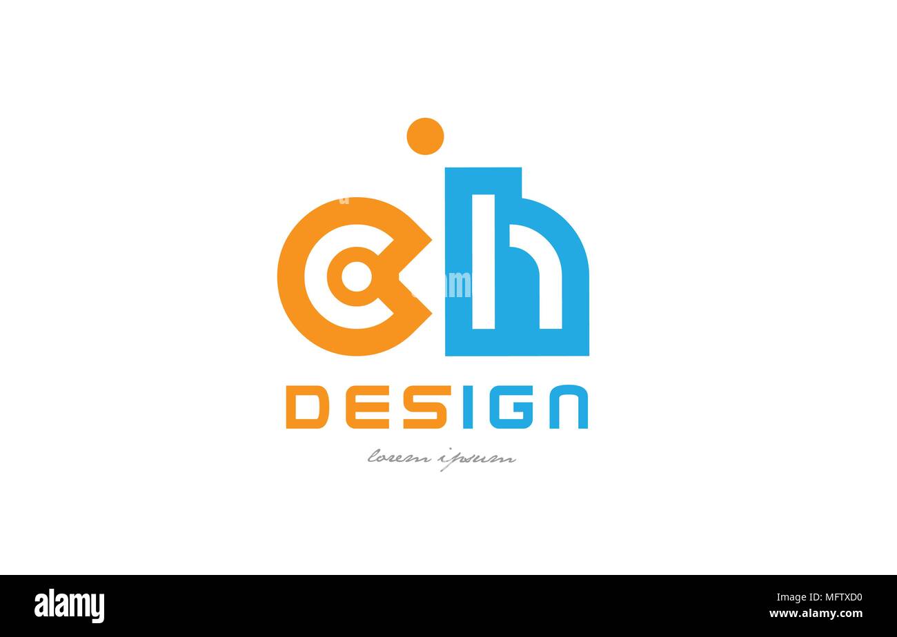 alphabet letter logo combination ch c h in orange and blue suitable for ...