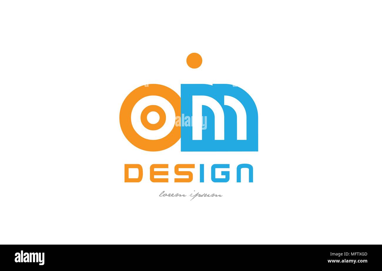 alphabet letter logo combination om o m in orange and blue suitable for ...