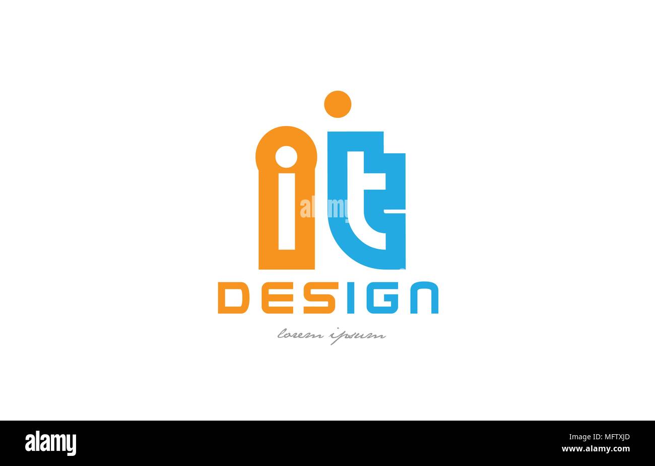 alphabet letter logo combination it i t in orange and blue suitable for ...