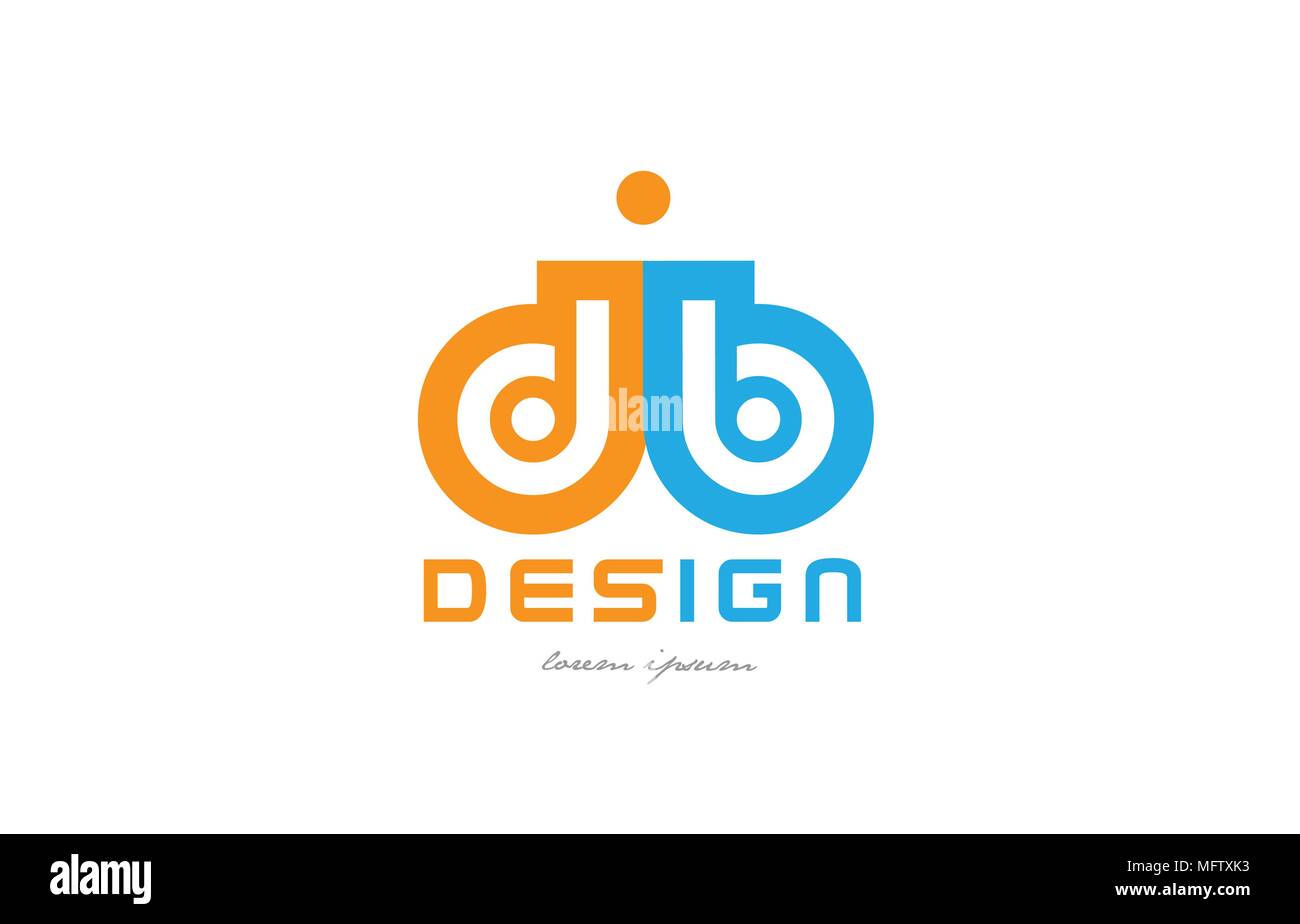 alphabet letter logo combination db d b in orange and blue suitable for ...