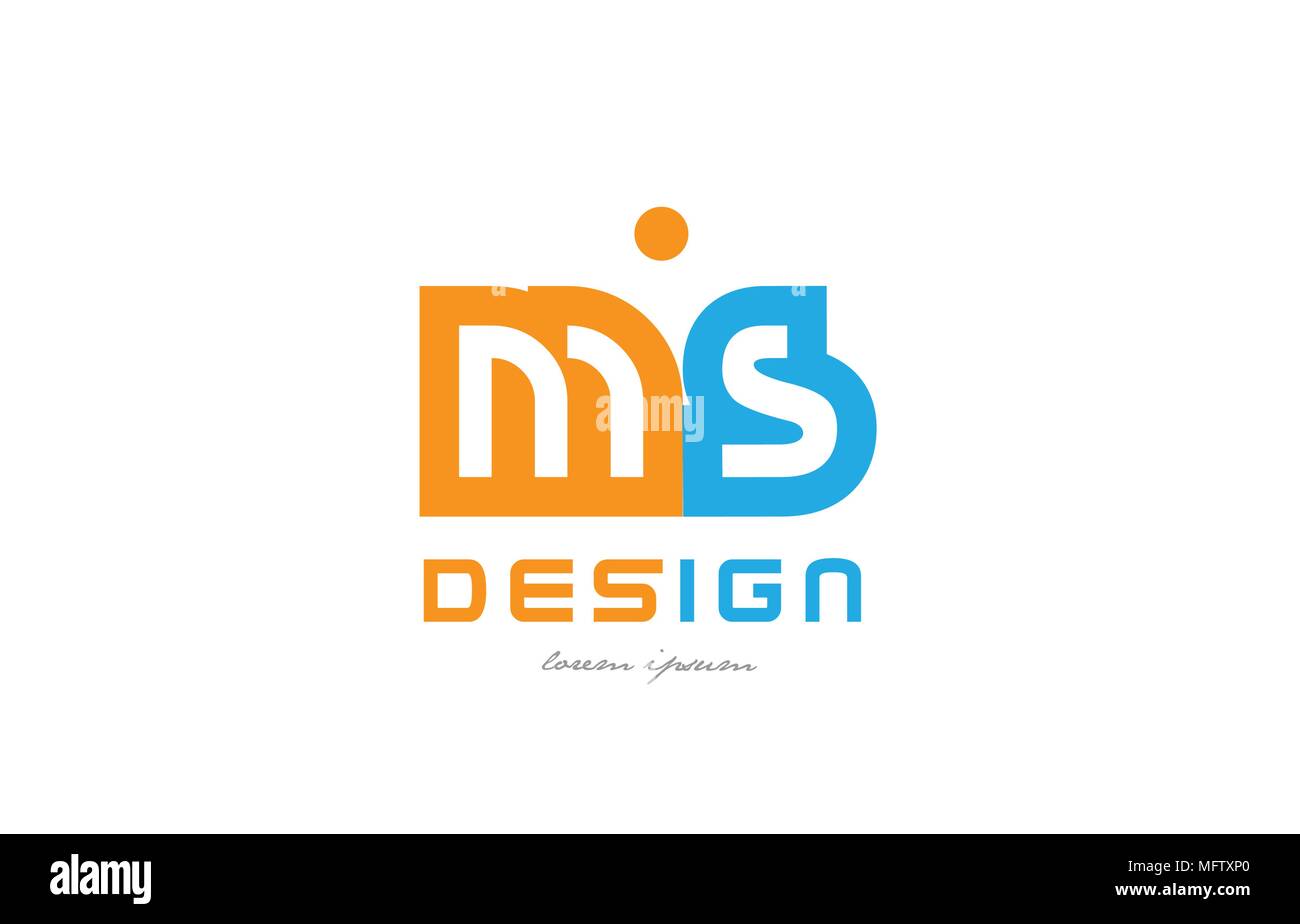 alphabet letter logo combination ms m s in orange and blue suitable for ...