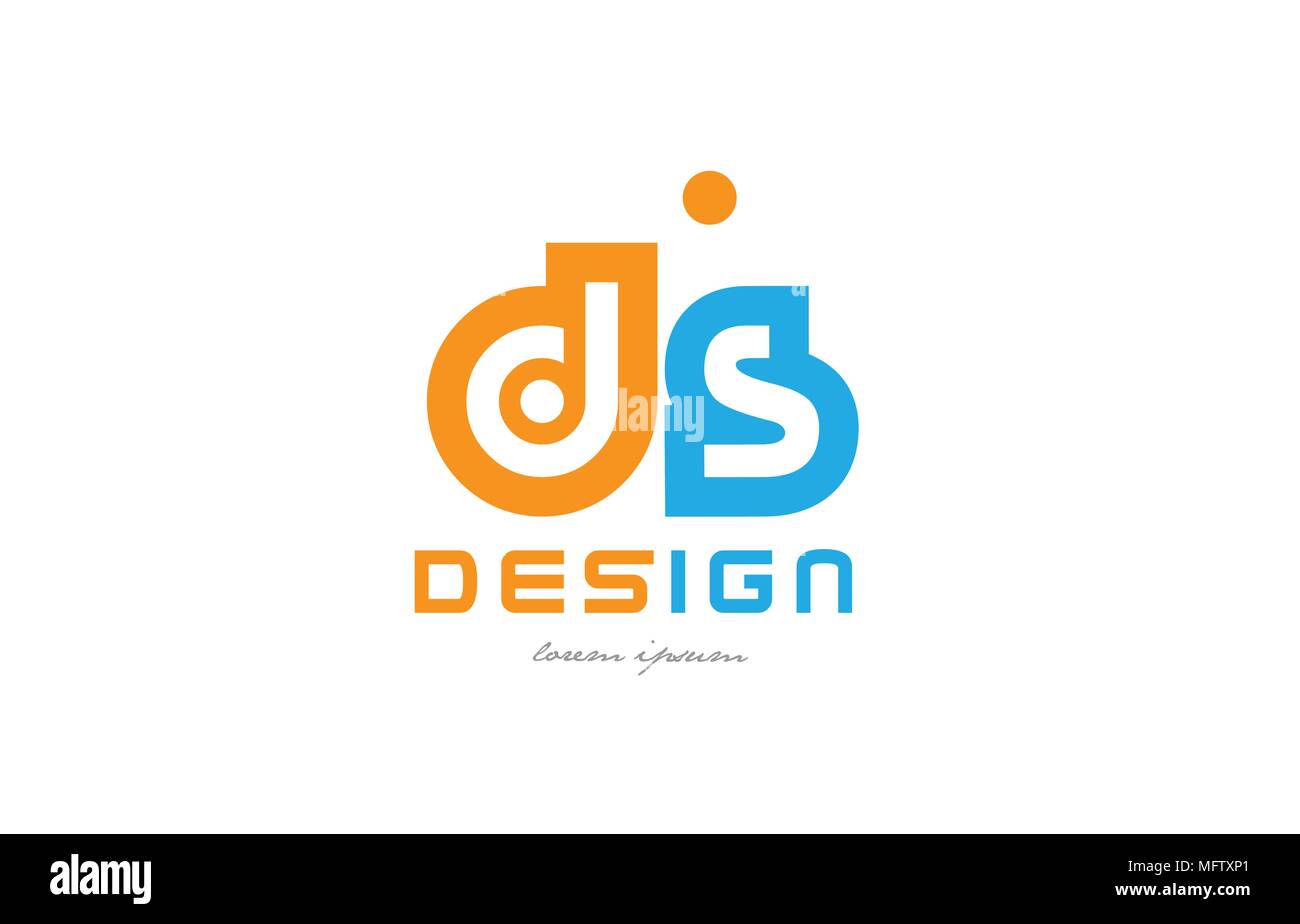 alphabet letter logo combination ds d s in orange and blue suitable for ...