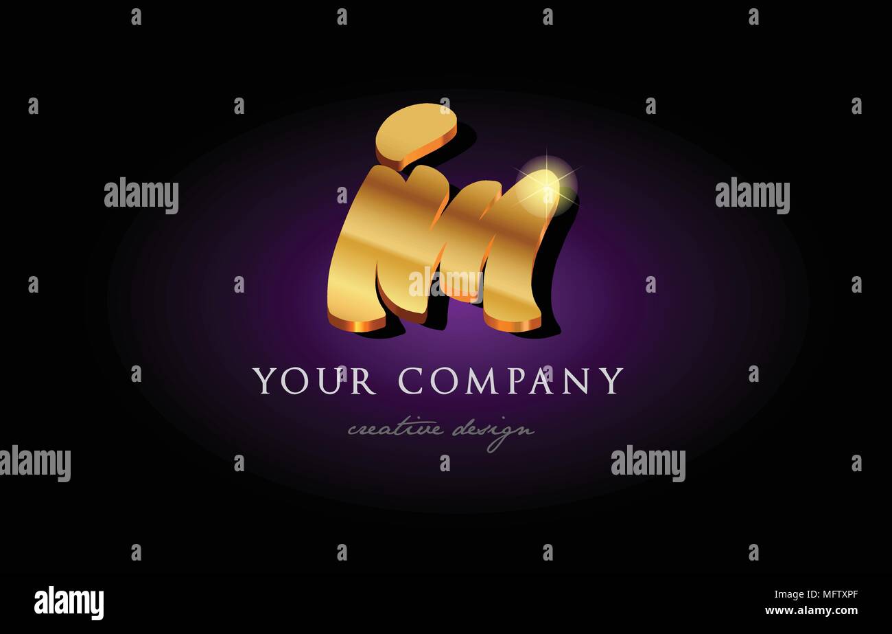 im i m alphabet combination letter logo in gold golden 3d metal ...
