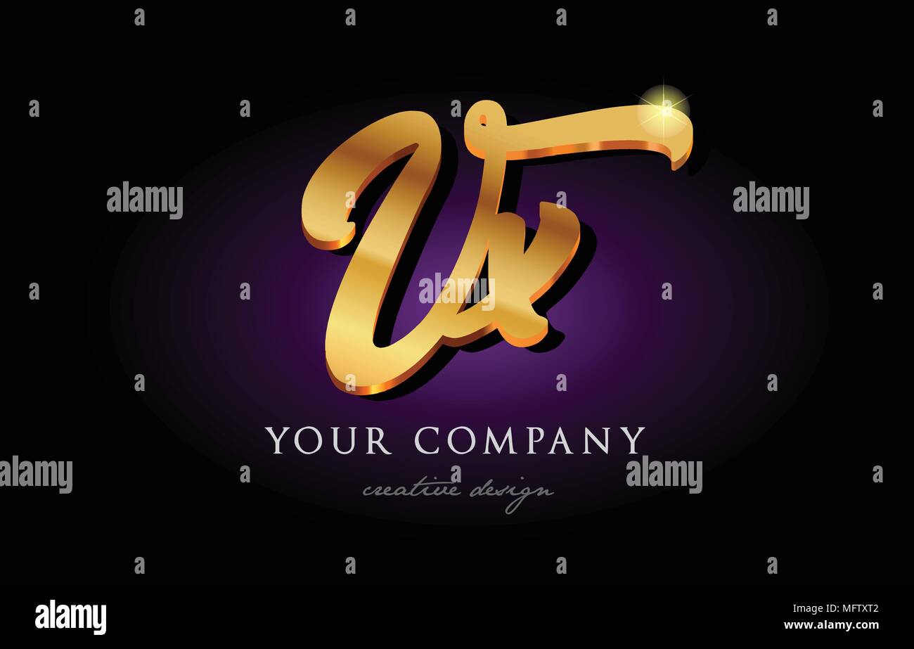 vx v x alphabet combination letter logo in gold golden 3d metal ...
